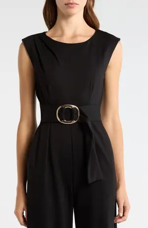 TAHARI ASL Buckle Detail Jumpsuit
