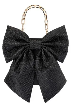 OLGA BERG Drew Crystal Bow Top Handle Bag