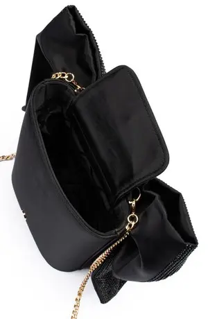 OLGA BERG Drew Crystal Bow Top Handle Bag
