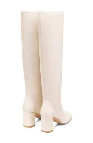 STUART WEITZMAN Lucie Knee High Block Heel Boots - Cream.