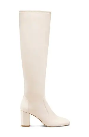 STUART WEITZMAN Lucie Knee High Block Heel Boots - Cream.