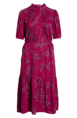 SUGARLIPS Floral Print Pintuck Pleat Maxi Dress