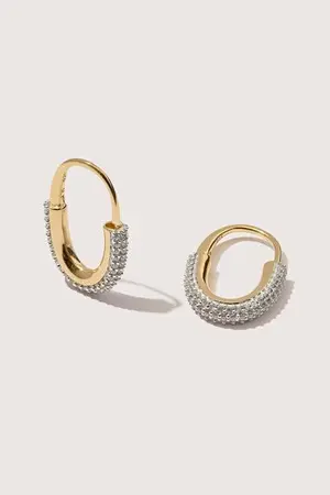 OTIUMBERG 14kt Gold Vermeil Roscida Pave Oval Hoops - Yellow Toned Gold