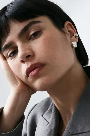 OTIUMBERG Sterling Square Huggie Earrings