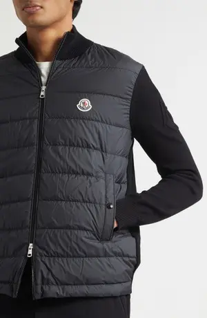 Moncler Padded Mixed Media Zip Cardigan