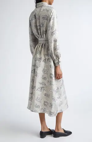 Max Mara Carbone Print Silk Shirt Dress - Sand