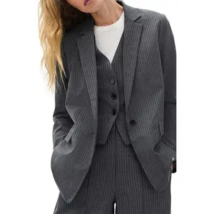 Rag & Bone Jennifer Wool Blend Pinstripe Blazer And Vest Set - Gresp