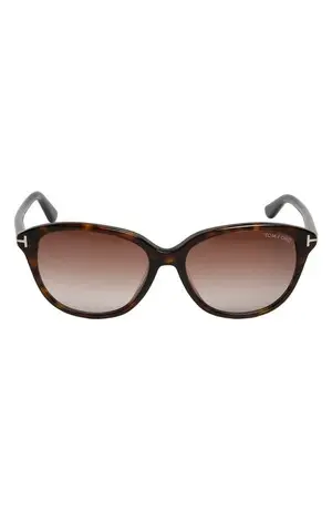 TOM FORD 57mm Gradient Square Sunglasses - Havana/brown
