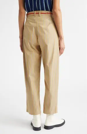 KUR Shoelace Stripe Pleated Straight Leg Pants