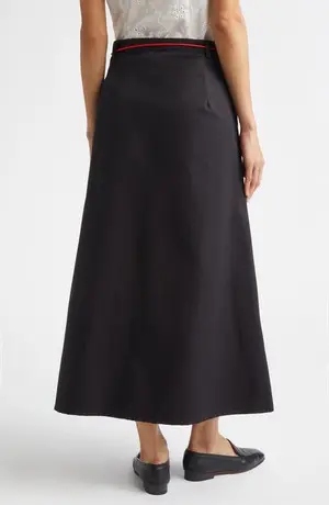 KUR Shoelace Belt Patch Pocket A-line Midi Skirt
