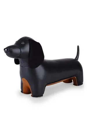 ZUNY Teckel Dachshund Faux Leather Bookend - Black