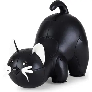 ZUNY Cat Faux Leather Bookend Black White