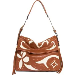 AIMEE Bali Double Entry Leather Hobo - Chestnut Inlay