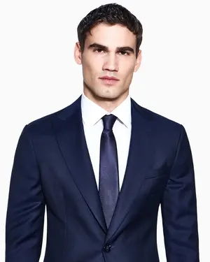 Giorgio Armani Chevron Jacquard Pure Silk Neck Tie - Blue