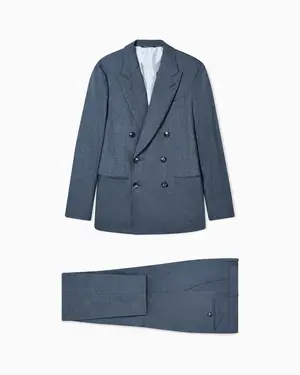 Giorgio Armani Napoli Line Double-breasted Suit In Mélange Cashmere And Silk - Grey