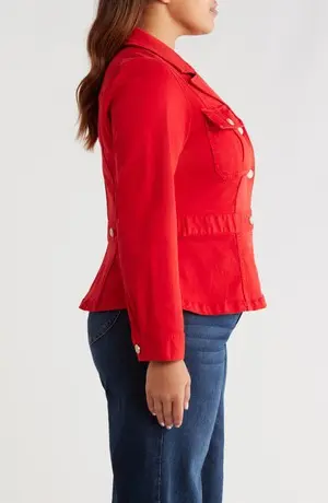 LIVERPOOL Tab Detail Peplum Stretch Denim Jacket