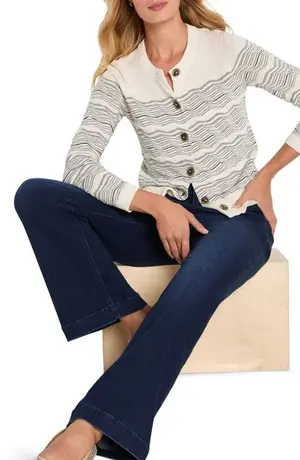 NIC+ZOE Striped Linen Blend Cardigan
