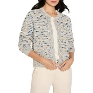 NIC+ZOE Metallic Cotton-blend Cardigan