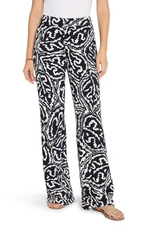 NIC+ZOE Indigo Leaf Wide Leg Trousers