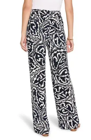 NIC+ZOE Indigo Leaf Wide Leg Trousers