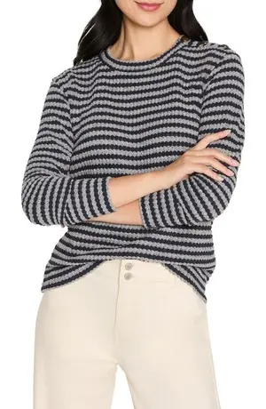 NIC+ZOE Texture Stripe Button Shoulder Top