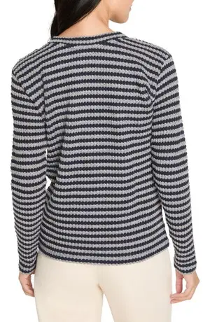 NIC+ZOE Texture Stripe Button Shoulder Top