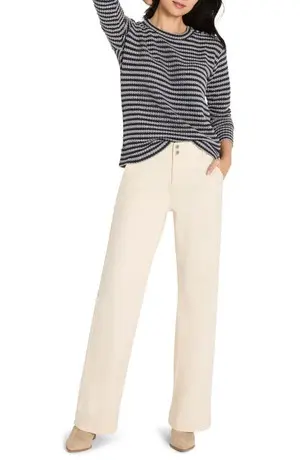 NIC+ZOE Texture Stripe Button Shoulder Top