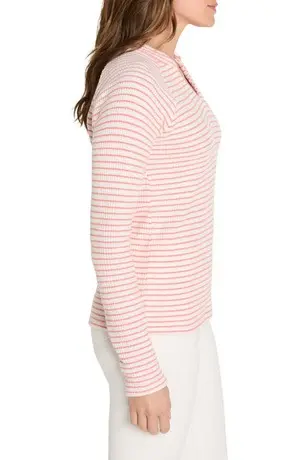 NIC+ZOE Striped Thermal Split Neck Long Sleeve Top