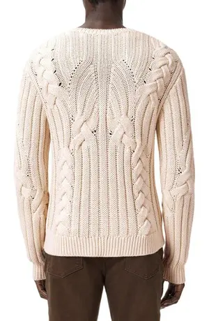 John Varvatos Dauphine Cabled Cotton Crewneck Sweater