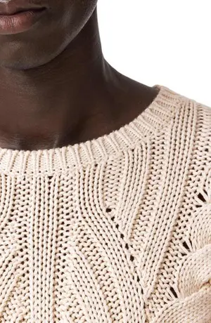 John Varvatos Dauphine Cabled Cotton Crewneck Sweater