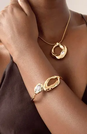 Ettika Molten Marquise Crystal Hinge Cuff Bracelet