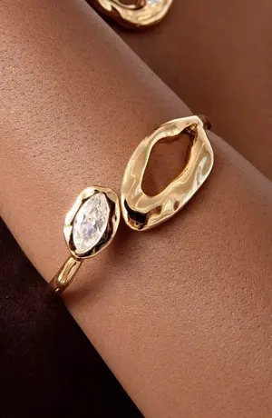 Ettika Molten Marquise Crystal Hinge Cuff Bracelet