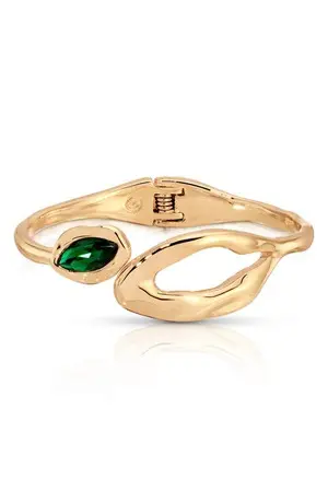 Ettika Molten Marquise Crystal Hinge Cuff Bracelet - Green