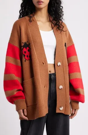 DRESSED IN LALA Ladybug Letterman Cardigan