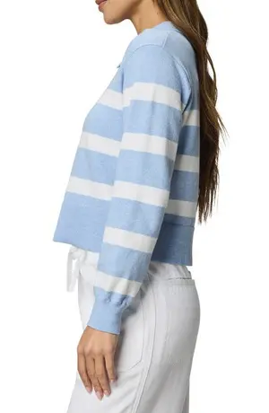 Splendid Phoebe Stripe Polo Sweater - Sea Breeze Blue/white