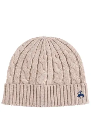Brooks Brothers Cashmere Blend Cable Hat - Camel Heather