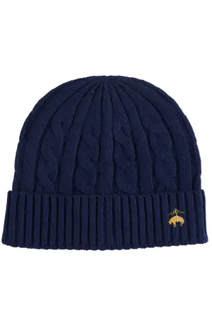 Brooks Brothers Cashmere Blend Cable Hat Navy