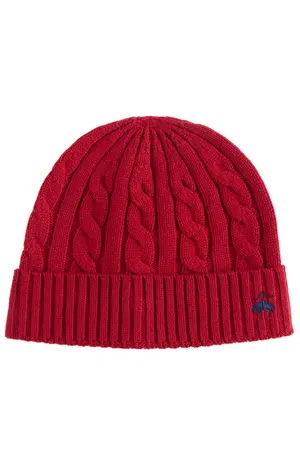 Brooks Brothers Cashmere Blend Cable Hat Red