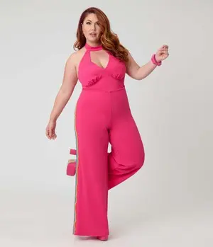 SMAK PARLOUR Sashed Sleeveless Halter Jumpsuit