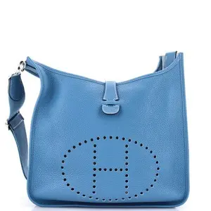 Hermès Evelyne Bag Gen Iii Clemence Gm - Blue