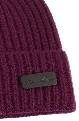 Brooks Brothers Pure Cashmere Ribbed Beanie - Bordeaux