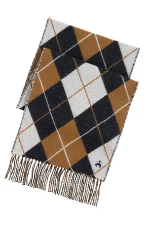Brooks Brothers Cashmere Blend Argyle Scarf - Black