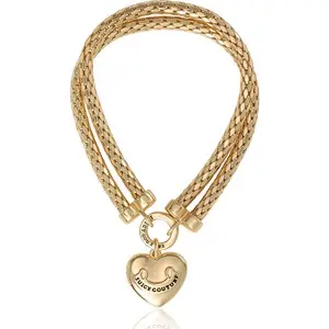 Juicy Couture Layered Heart Charm Bracelet - Gold Tone