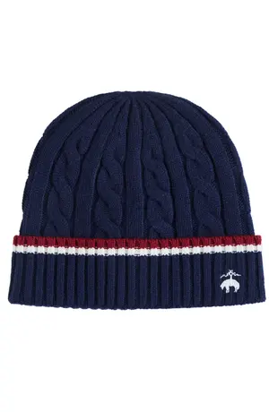 Brooks Brothers Cashmere Blend Cable Hat - Navy