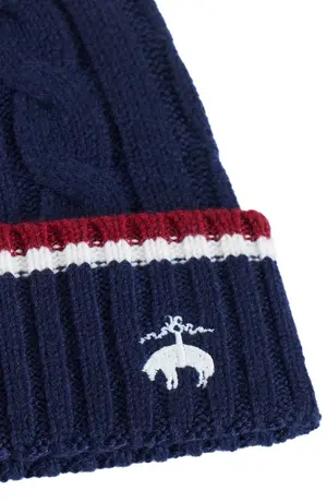 Brooks Brothers Cashmere Blend Cable Hat - Navy