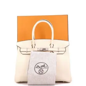 HERMES Birkin 30 Handbag Clemence Leather Palladium Hardware
