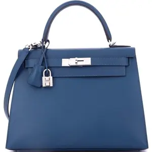 Hermès Kelly Handbag Blue Madame With Palladium Hardware 28 - Deep Blue