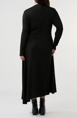 ESTELLE Abagail Asymmetric Hem Midi Sweater Dress