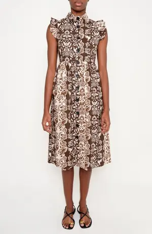 THE LULO PROJECT Flying Pier Floral Print Midi Dress