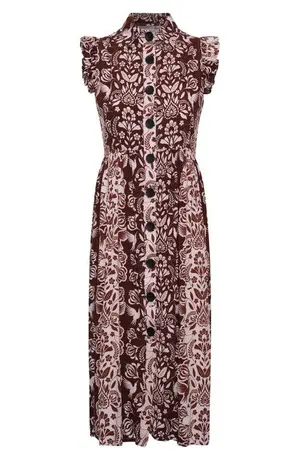 THE LULO PROJECT Flying Pier Floral Print Midi Dress